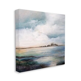 Stupell Mellow Island Landscape Deep Dark Waters Cloudy Sky Canvas Wall ...