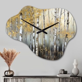 Designart - Birch Tree Dense Forest I - Tree Wall Clock in Cloud Shape ...