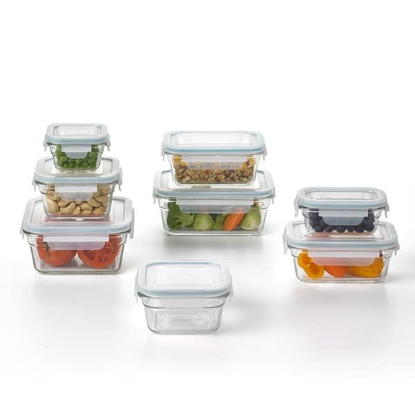 Glasslock Tempered Glass Food Storage Containers with Locking Lids, 16 ...
