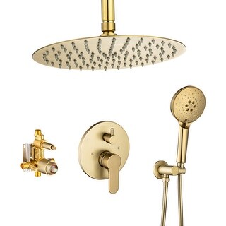 Rainlex Ceiling-Mounted Rainfall Shower System, Brushed Gold - On Sale - Bed Bath & Beyond ...