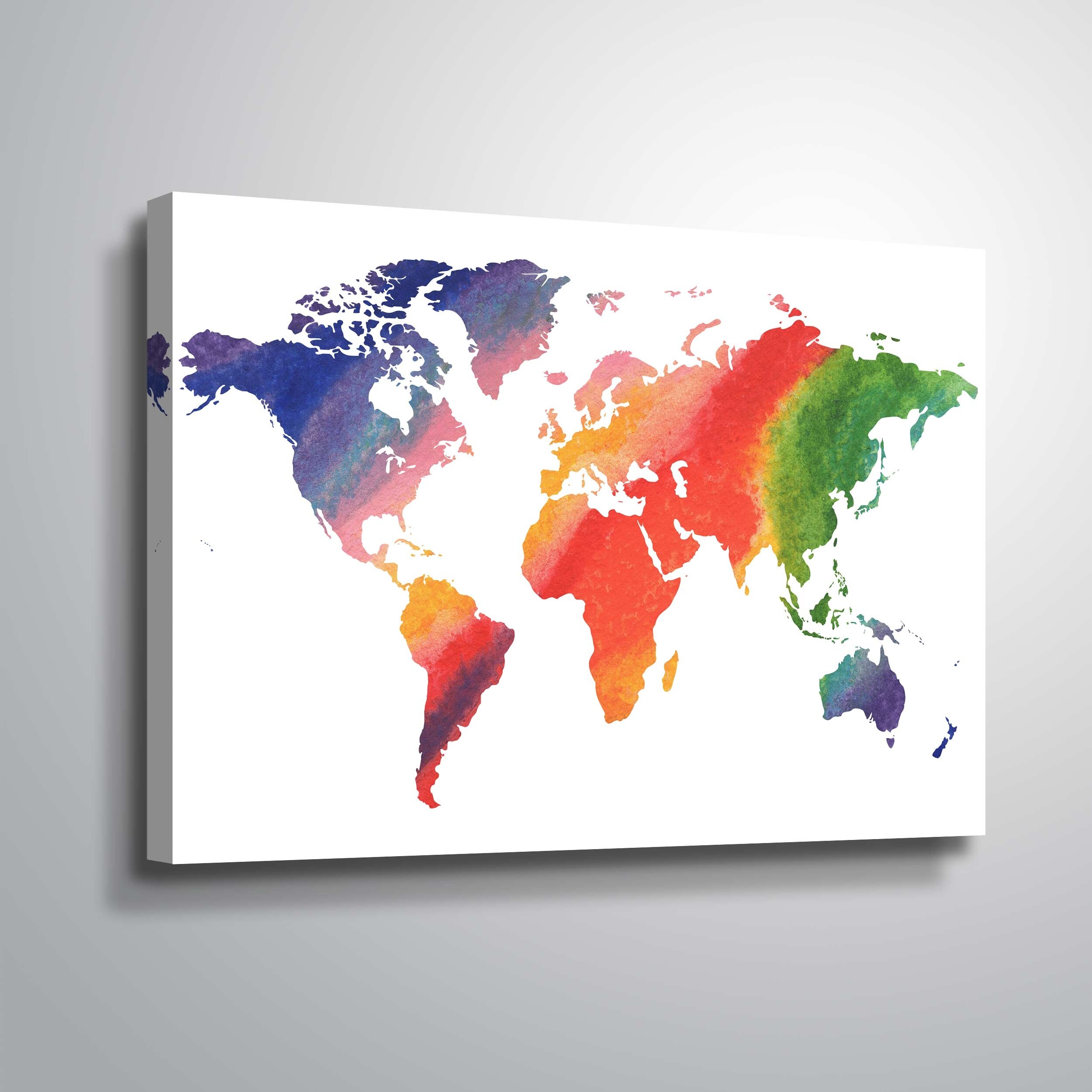 watercolor rainbow world map by Irina Sztukowski Gallery Wrapped Canvas ...