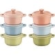 Staub Ceramic 6-pc Mini Round Cocotte Set - Macaron Pastel Colors - Bed ...