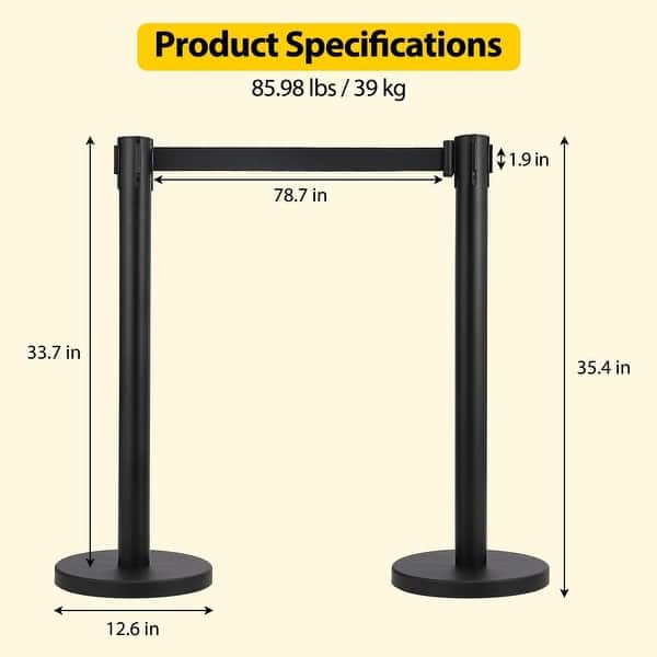 Crowd Control Stanchion with 6.5FT Retractable Belt Stanchion Set - Bed ...