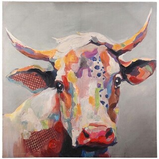 Bessie The Cow Multicolored Stretched Canvas Wall Art - Multi-Color ...
