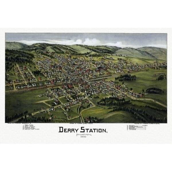 Antique Map Of Derry Station Pennsylvania 1900 Dauphin County Poster ...