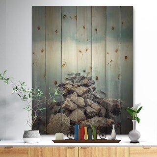 Designart 'Rocks In Misty' Nautical & Coastal Wood Wall Art Panels ...