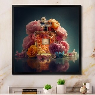 Designart "Pink Perfume Scented Elegance I" Fashion Perfume Framed Wall ...