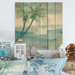 Designart 'Peaceful Dusk I Tropical' Tropical Wood Wall Art Panels ...