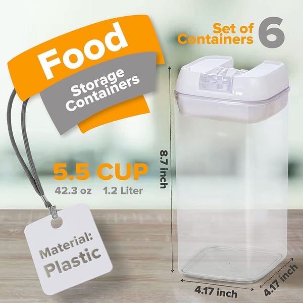 Cheer Collection Set of 6 Uniform Size Airtight Food Storage Containers ...