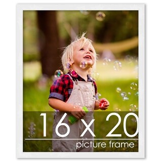 16x20 Contemporary White Complete Wood Picture Frame with UV Acrylic ...