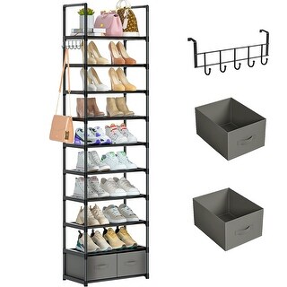 Tall Shoe Rack Narrow 10 Tier Shoes Rack 20 25 Pairs, Shoe Storage ...
