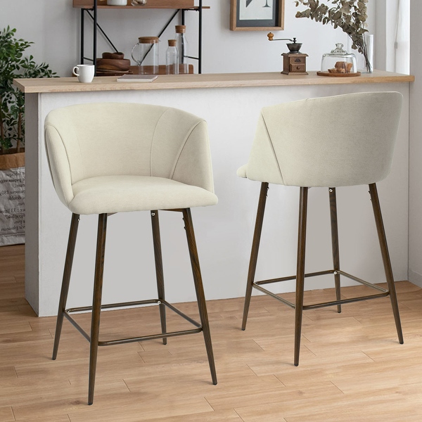 Wide Seat Barrel Shape Upholstered 26 Counter Stool Set of 2 On Sale Bed Bath Beyond 33892609