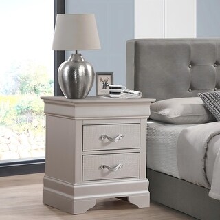 Elegant Silver Champagne Nightstand with Two Drawers, No Assembly ...