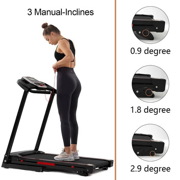 Black 3.5HP Folding Treadmills for Home w/ Incline Exercise Machine ...