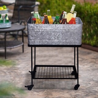 32 Inch Iron Party Tub Wine Chiller Wire Bottom Shelf Caster Wheels ...