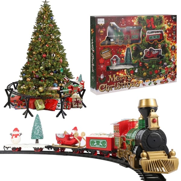 Christmas Train Set 36 pcs for Under The Tree with Lights and Sounds ...
