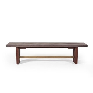 Modrest Amos Modern Concrete & Acacia Dining Bench - Bed Bath & Beyond ...