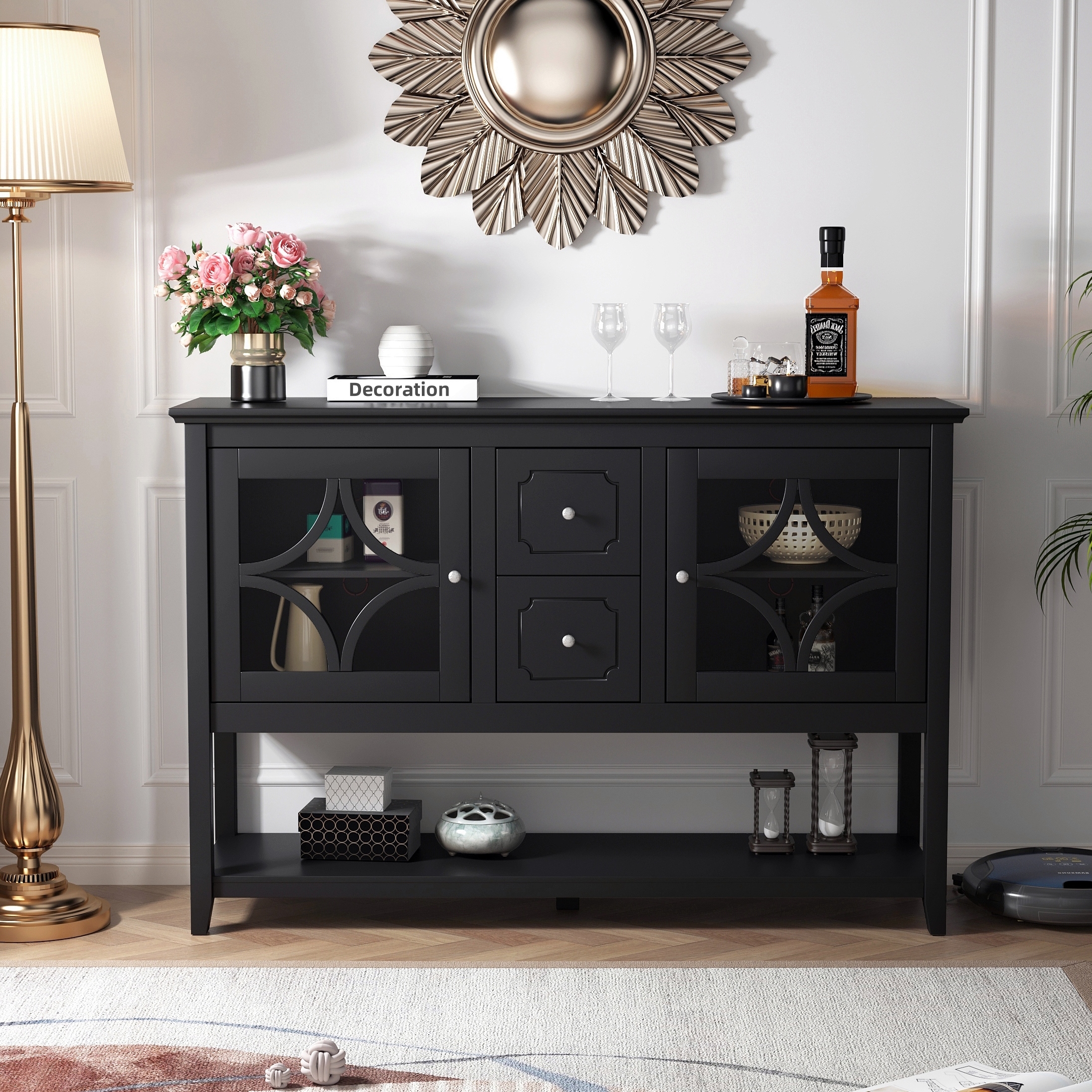 Glass console cabinet store