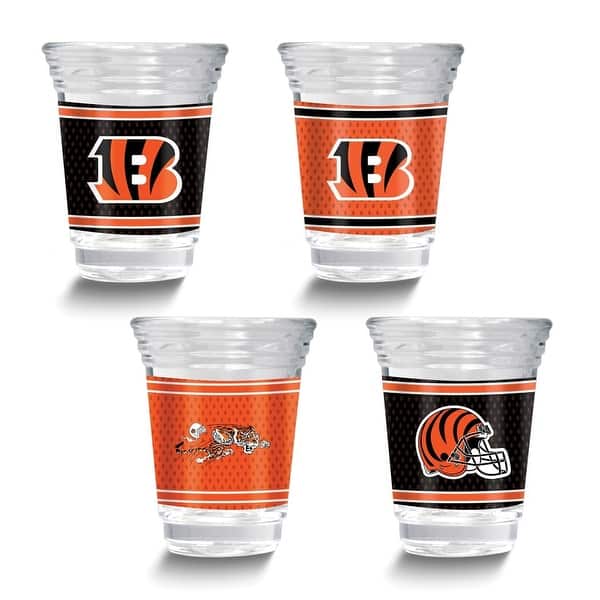 Curata NFL Cincinnati Bengals 4-Piece 2 Oz. Shot Glass Set - Bed Bath ...