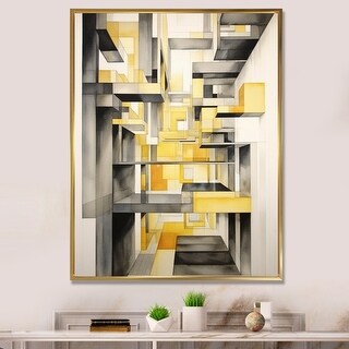 Designart "Yellow Grey Yellow And Grey Intersecting Realities II ...