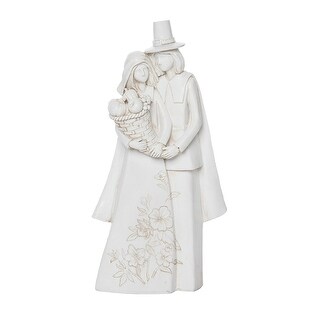11.75" White Floral Pilgrim Couple Fall Tabletop Figurine - Bed Bath ...