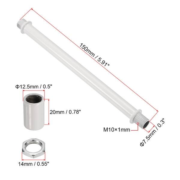4set M10x1 Threaded Extension Rod Kit 150mm Coupling Nut with Pipe Hex ...
