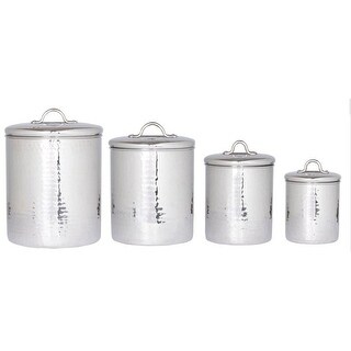 4 Pc. Stainless Steel Hammered Canister Set w/Fresh Seal Covers 4/2/1.5 ...