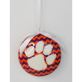 Set of 3 Orange and Purple Round Clemson Styrofoam Chevron Christmas ...