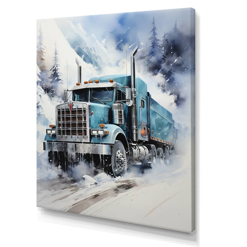 Designart "Turquoise Semi Truck Arctic Hauler II" Truck Canvas Wall Art ...
