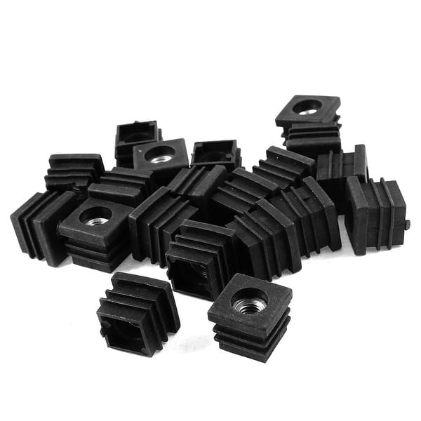 20 x Black Plastic 8mm Threaded Blanking Square Tube Inserts Bung 20mm ...