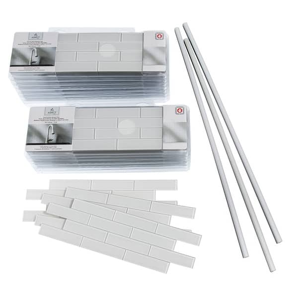 Aspect Glass Matted Subway Tile in Frost 15-square Foot Kit - Bed Bath ...