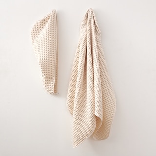 DKNY PURE Yarn Dyed Waffle Body Wrap and Hair Wrap Set - Bed Bath ...