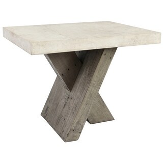 Inn 28 Inch Square End Table, Crossed Legs, Wood Grain Detail, Gray ...