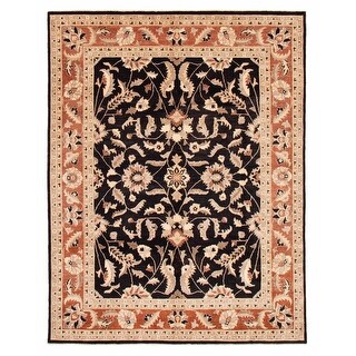 ECARPETGALLERY Hand-knotted Chobi Black Wool Rug - 7'10 x 9'8 - Bed ...