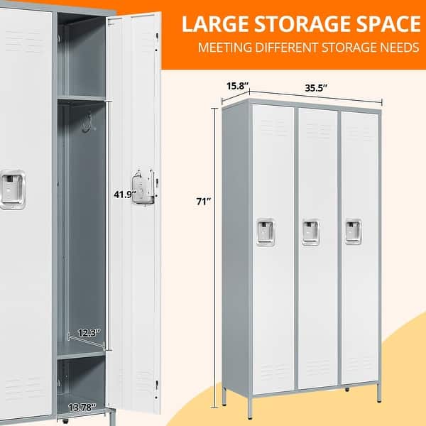 Large Steel Locker with 3 Doors for Employees School - Bed Bath ...