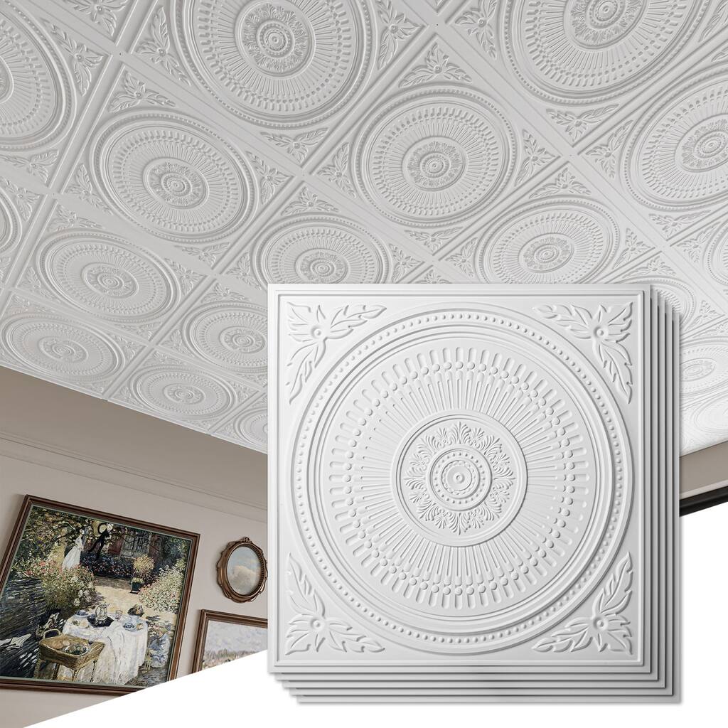 Art3d 2'x2' PVC Decorative Drop ceiling Tile, Glue-up Ceiling Panel ...