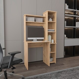 Ample Storage Space Computer Desks, 6-Shelf Writing Desk with Built-in ...
