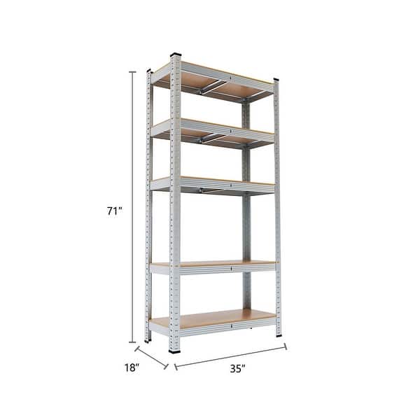 5-Tier Utility Metal Shelves Unit Adjustable Garage Storage Shelves ...