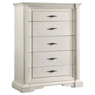 Lyn 58 Inch Tall Dresser Chest with 5 Drawers, Poplar Wood, White ...