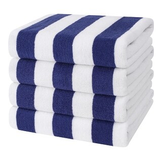 , Cabana Stripe Beach Towels 4 Packed, 100% Cotton Extra Large Pool ...