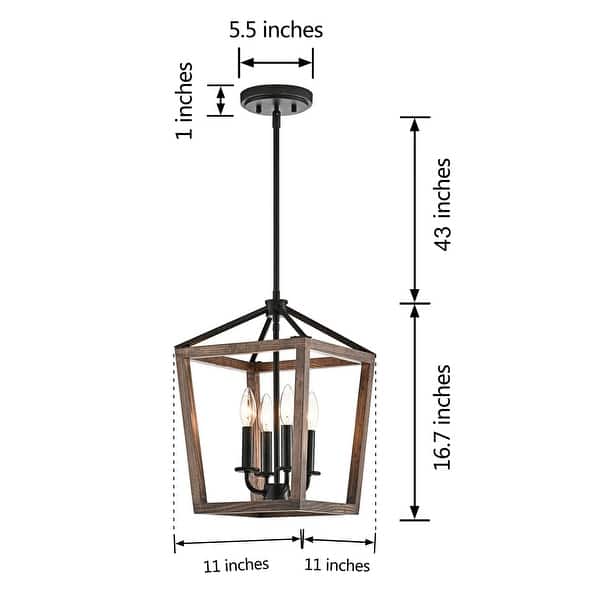 The Gray Barn 4-light Antique Black Iron and Wood Cage Chandelier - Bed ...