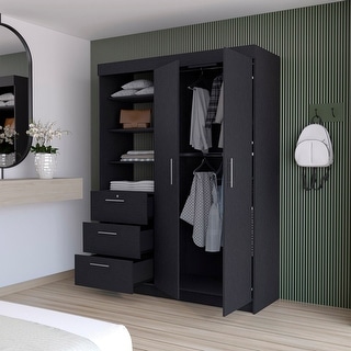 Modern Armoire Wardrobe with 3 Drawer - Bed Bath & Beyond - 41129864