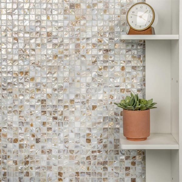Merola Tile Conchella Square Natural 12" x 12" Natural Shell Wall Tile ...