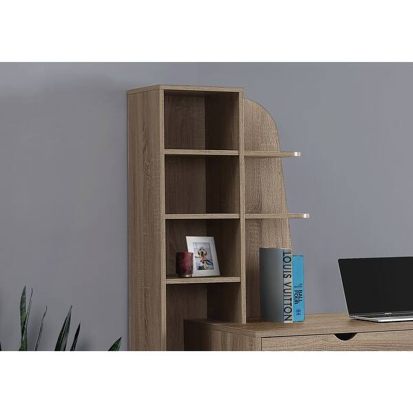Offex Large Computer Desk and Bookcase w/ Solid Wood Legs - Dark Taupe ...