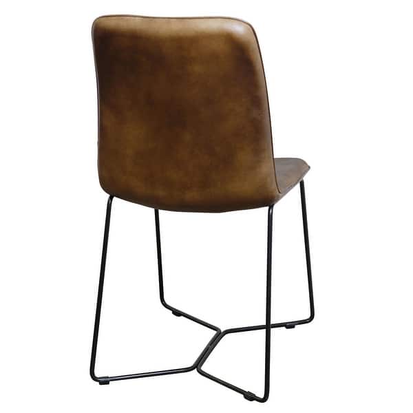 Harp & Finial Tyler Dining Chair - Brown Leather - Black Metal Frame ...