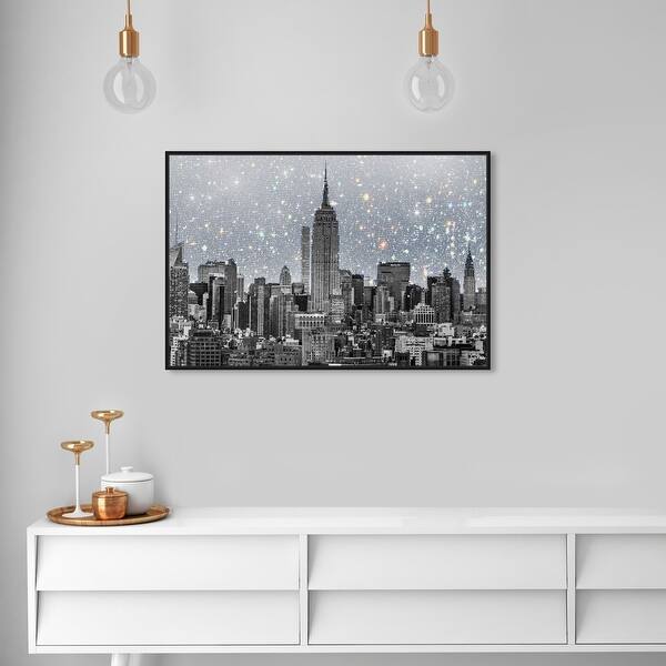 Oliver Gal 'NYC Sparkle' Cities and Skylines Gray Wall Art Canvas Print ...