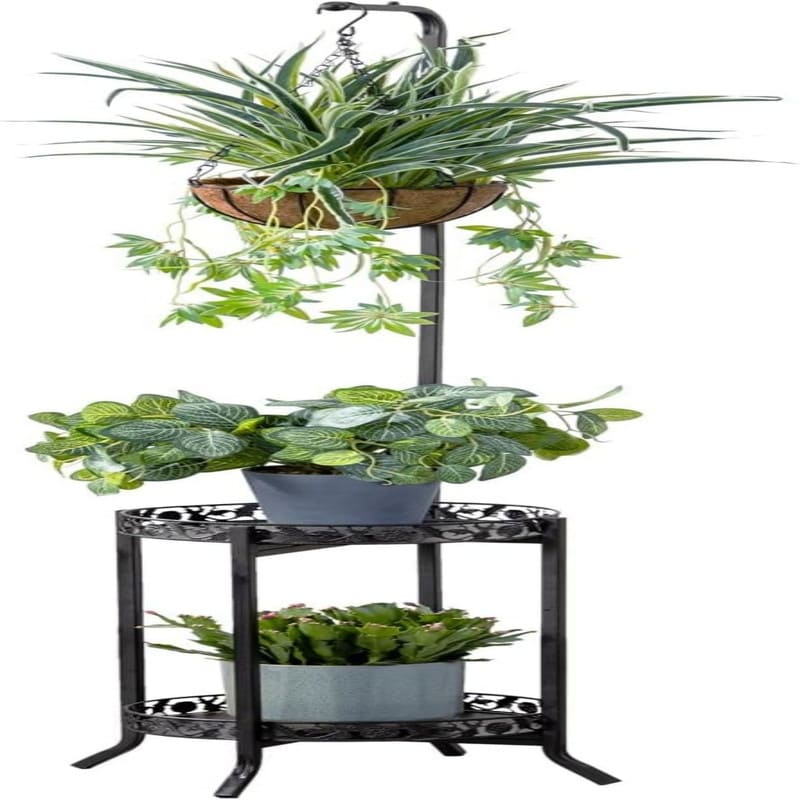 4 Tier Cast Iron Frame Plant Stand with Tubular Legs - 48 H x 16 W x 16 ...