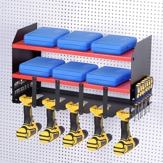 Power Tool Organizer 3 Layers 5 Drill Storage Racks Wall Mount Style ...