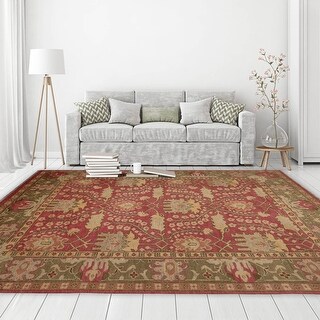Hand Knotted Raspberry Turkish Oushak 100% Wool Traditional Area Rug ...