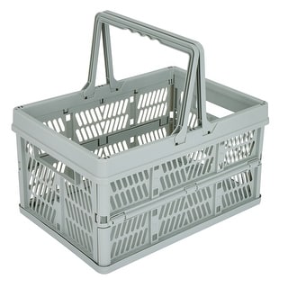 Simplify Collapsible Storage Crate with Carrying Handles in Grey - Bed ...